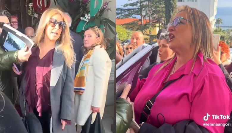 Selvaggia Lucarelli furibonda fuori dal suo hotel a Sanremo, la lite ...